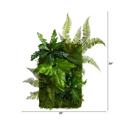 NEARLY NATURAL 24-in X 16-in Mixed Foliage Artificial Living Wall