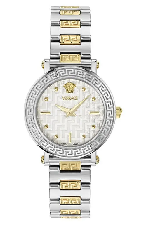 Versace Greca Sphere Petite Bracelet Watch - White/two Tone