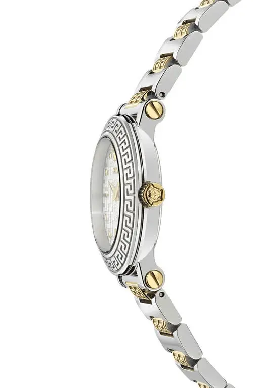 Versace Greca Sphere Petite Bracelet Watch - White/two Tone