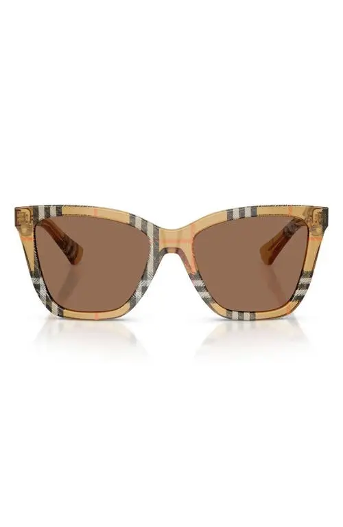 Burberry 54mm Square Sunglasses - Check Sand/dark Brown