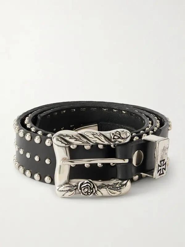 Enfants Riches Déprimés Lock Jaw 3.5cm Studded Leather Belt - Black