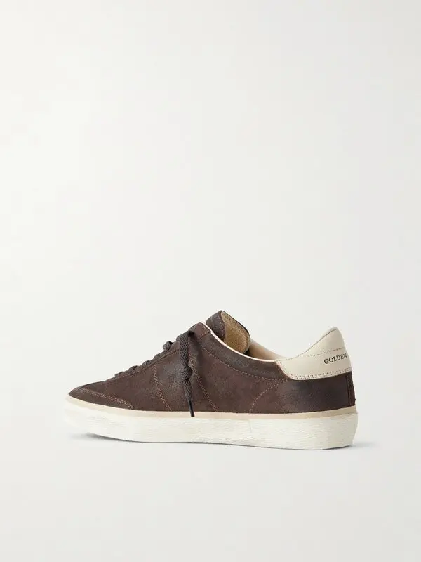 GOLDEN GOOSE Soul Star Leather-trimmed Suede Sneakers - Brown