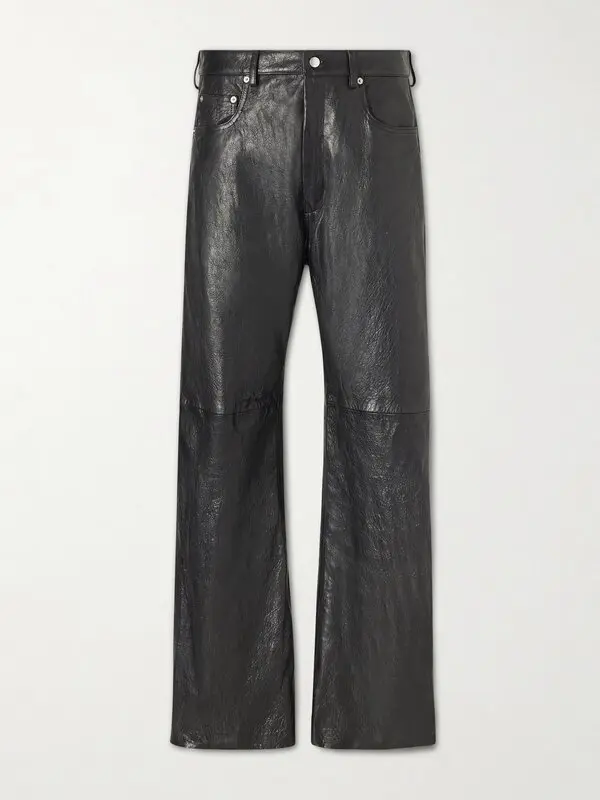Rick Owens Geth Wide-leg Full-grain Leather Trousers - Black