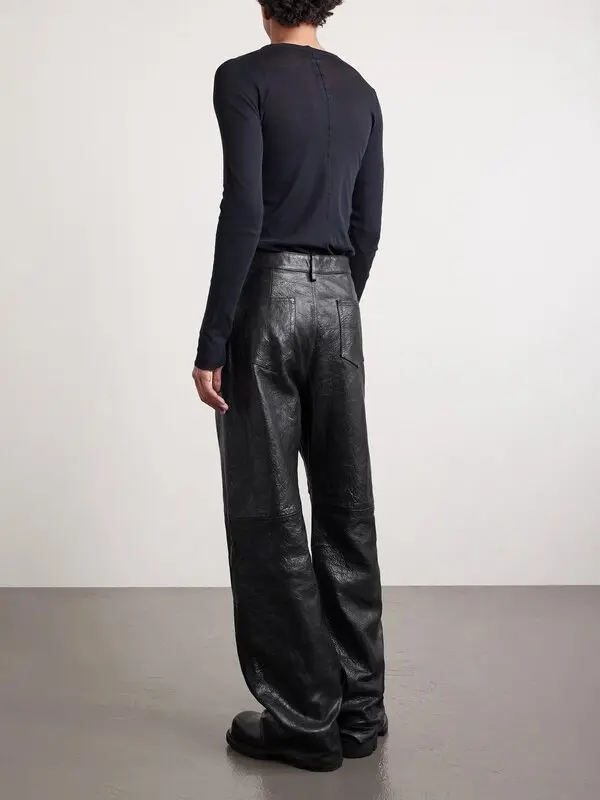 Rick Owens Geth Wide-leg Full-grain Leather Trousers - Black