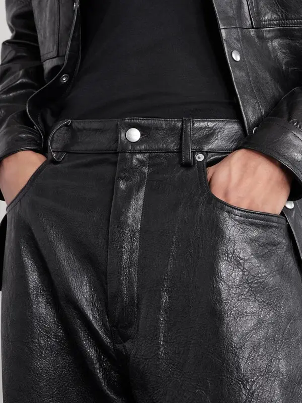 Rick Owens Geth Wide-leg Full-grain Leather Trousers - Black