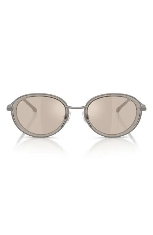 DIESEL® Mirrored Oval Sunglasses - Gunmetal/ivory Mirror Silver
