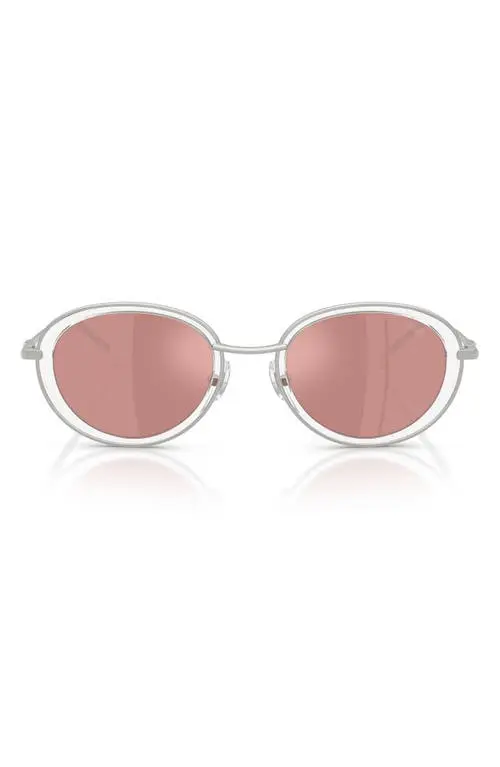 DIESEL® Mirrored Oval Sunglasses - Matte Silver/pink Mirror