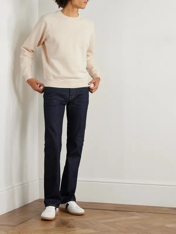 TOM FORD Logo Appliquéd Cotton-jersey Sweatshirt - Neutrals