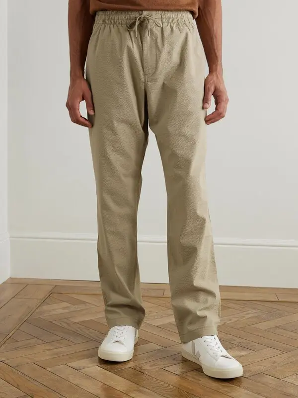 Polo Ralph Lauren Straight-leg Cotton-blend Seersucker Trousers - Neutrals