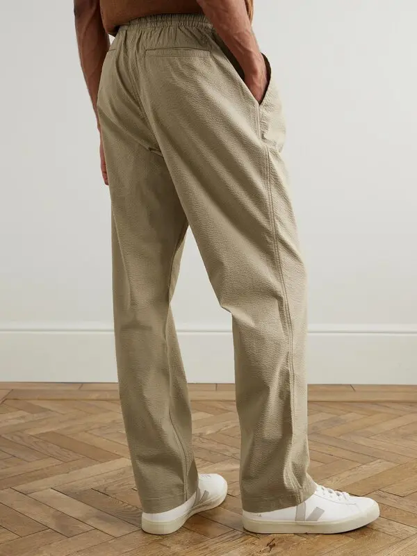 Polo Ralph Lauren Straight-leg Cotton-blend Seersucker Trousers - Neutrals