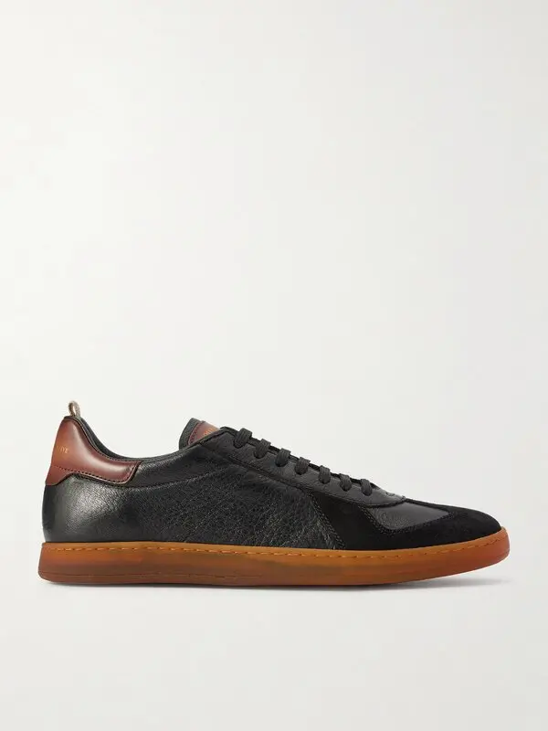 Officine Creative Militia 001 Suede-trimmed Deerskin Sneakers - Black