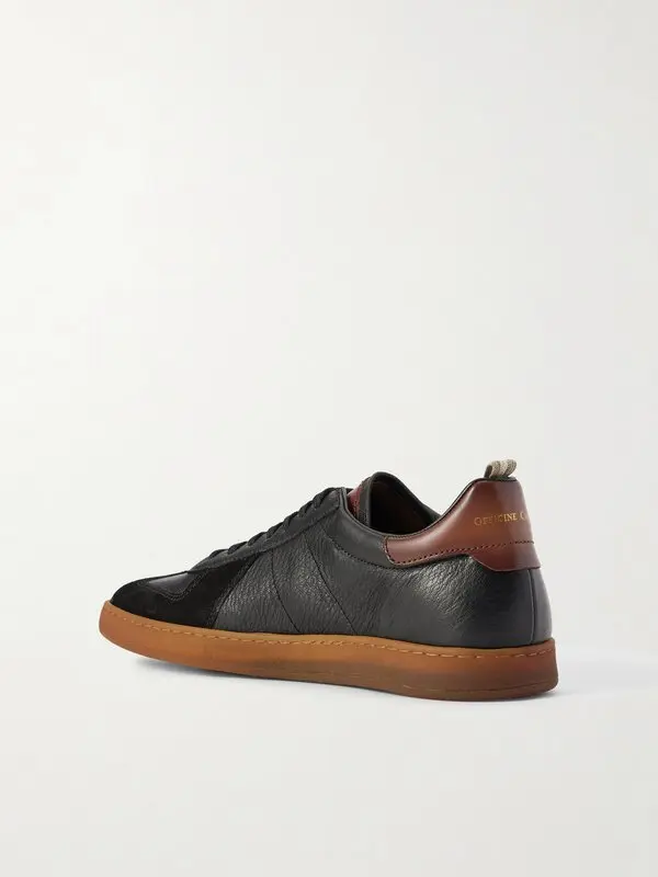 Officine Creative Militia 001 Suede-trimmed Deerskin Sneakers - Black