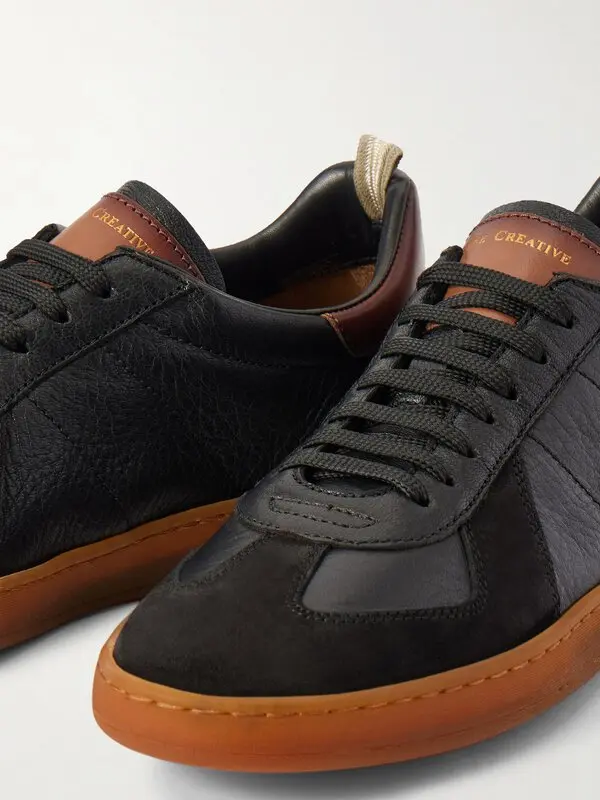 Officine Creative Militia 001 Suede-trimmed Deerskin Sneakers - Black