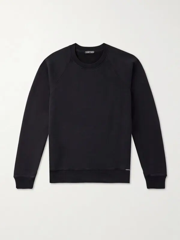 TOM FORD Logo-appliquéd Garment-dyed Cotton-jersey Sweatshirt - Black