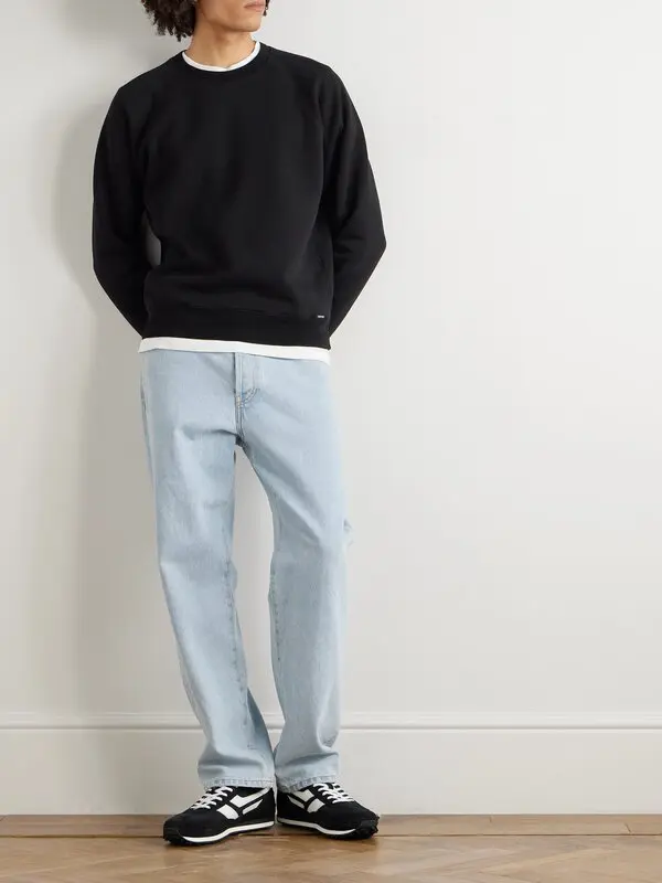 TOM FORD Logo-appliquéd Garment-dyed Cotton-jersey Sweatshirt - Black