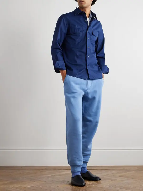 TOM FORD Tapered Cotton-jersey Sweatpants - Blue