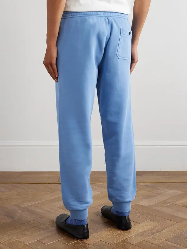 TOM FORD Tapered Cotton-jersey Sweatpants - Blue
