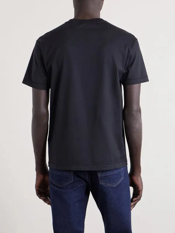 Stone Island Logo-appliquéd Garment-dyed Cotton-jersey T-shirt - Black