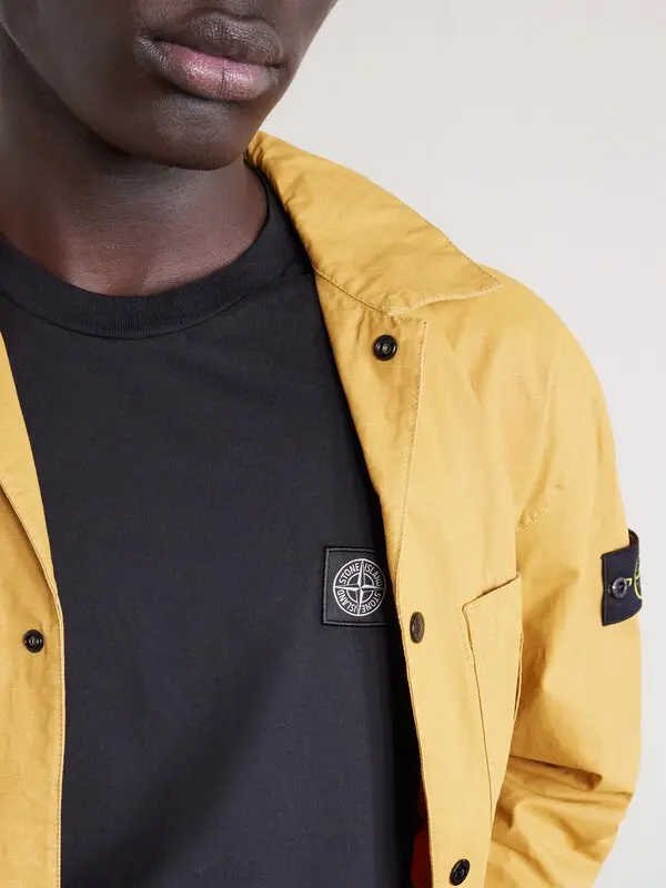 Stone Island Logo-appliquéd Garment-dyed Cotton-jersey T-shirt - Black