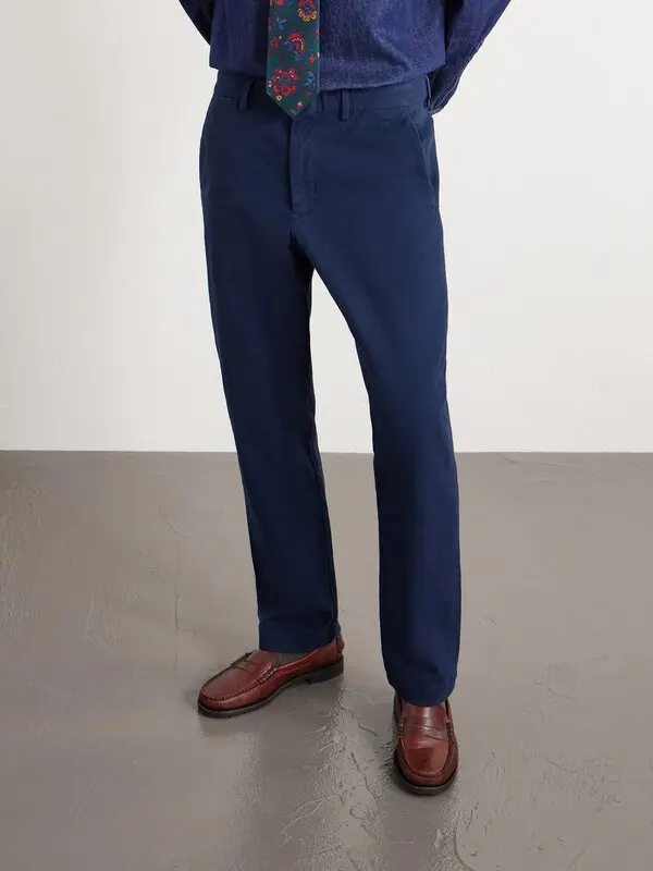 Polo Ralph Lauren Straight-leg Cotton-blend Twill Trousers - Blue