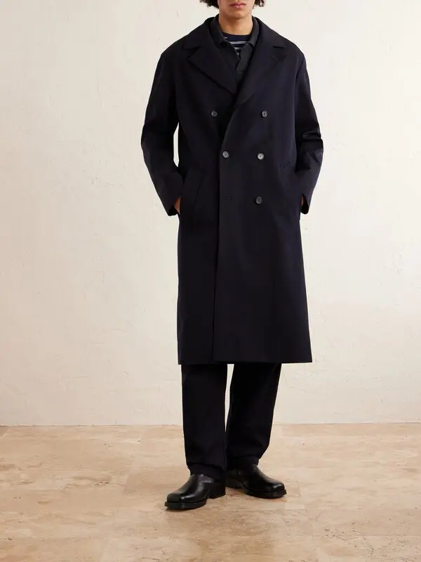 A.p.c. Double-breasted Twill Trench Coat - Blue