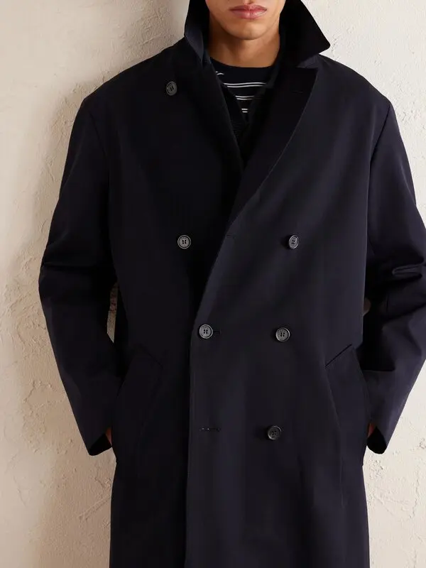 A.p.c. Double-breasted Twill Trench Coat - Blue