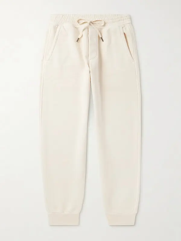 TOM FORD Tapered Cotton-jersey Sweatpants - Neutrals