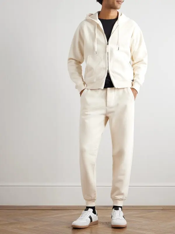 TOM FORD Tapered Cotton-jersey Sweatpants - Neutrals