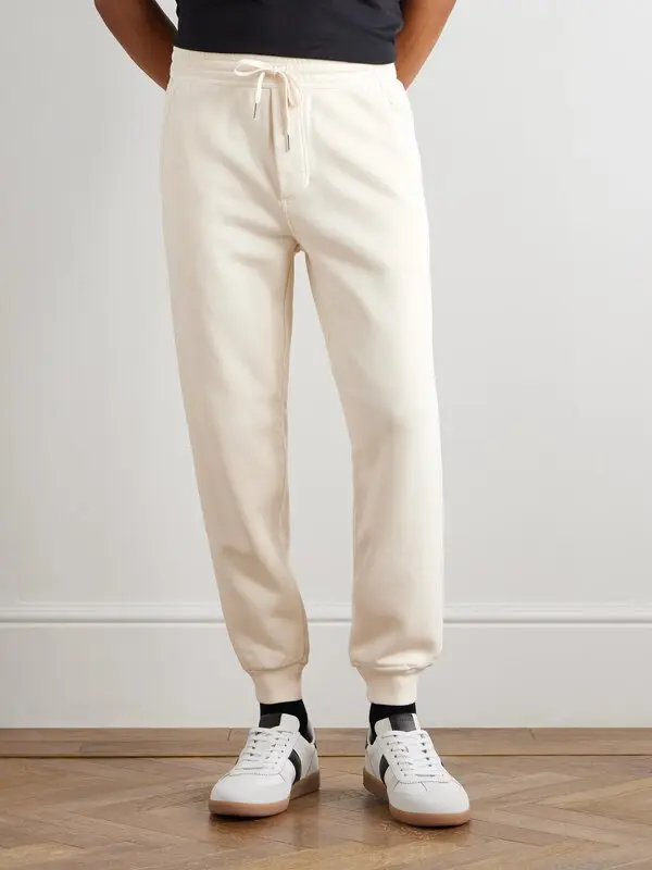 TOM FORD Tapered Cotton-jersey Sweatpants - Neutrals