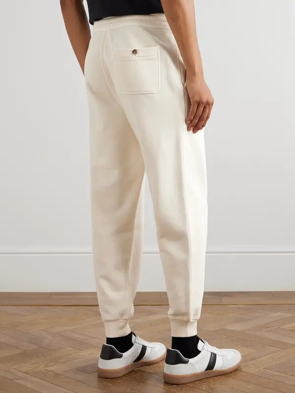 TOM FORD Tapered Cotton-jersey Sweatpants - Neutrals
