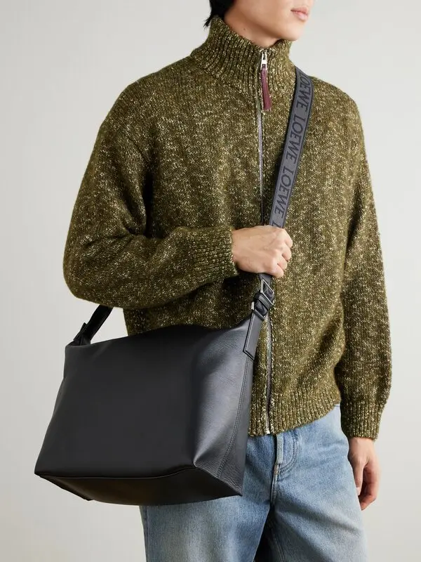 Loewe Cubi Leather Messenger Bag - Black