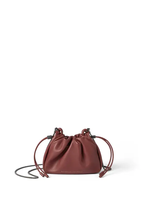 Brunello Cucinelli Soft Leather Mini Mellow Bucket Bag - Firebrick