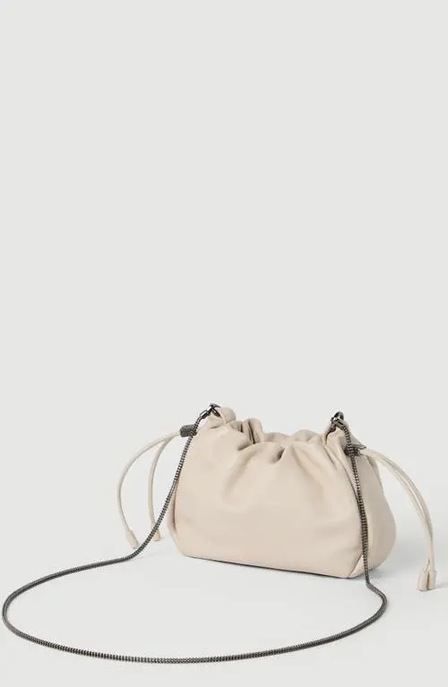 Brunello Cucinelli Soft Leather Mini Mellow Bucket Bag - Ivory