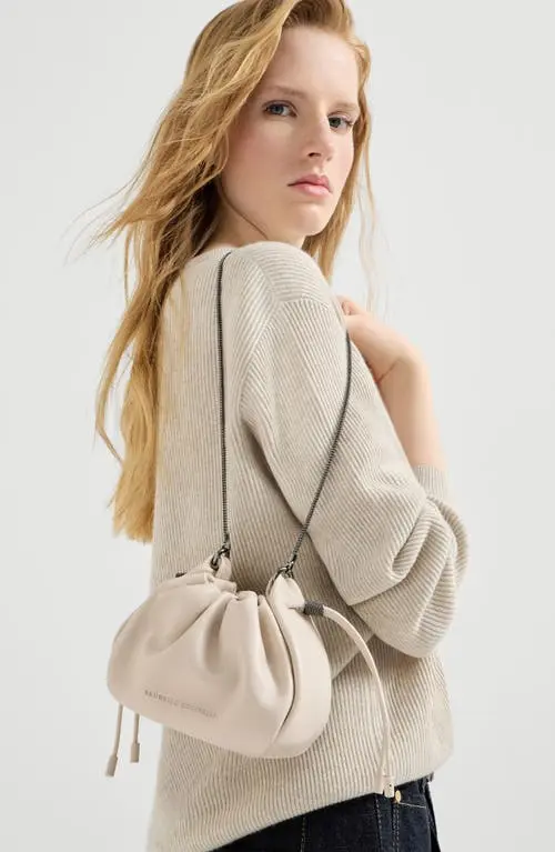 Brunello Cucinelli Soft Leather Mini Mellow Bucket Bag - Ivory