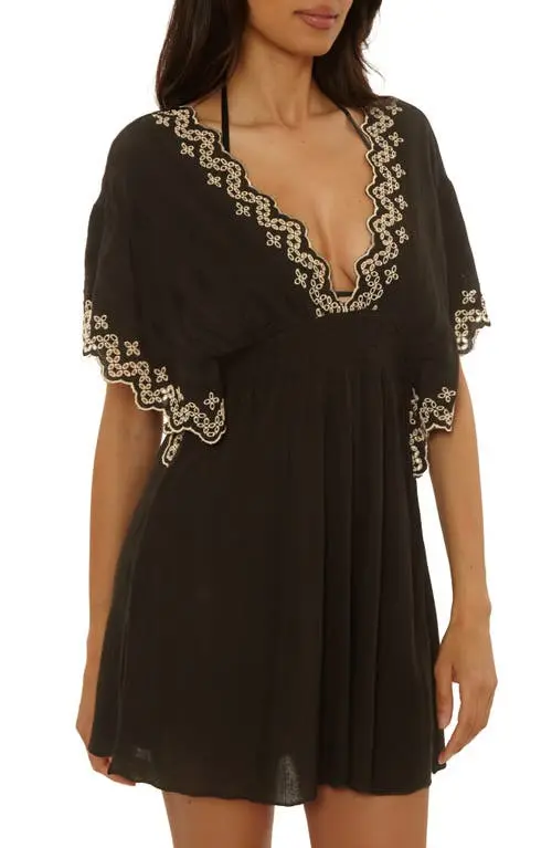 BECCA By Rebecca Virtue Barbados Eyelet Cover-up Tunic - Black/tan