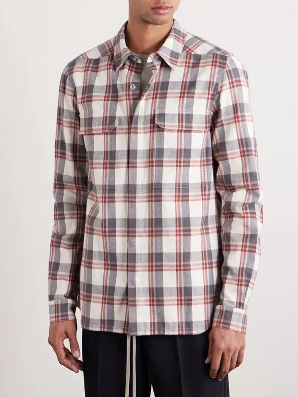 Rick Owens Checked Cotton-flannel Shirt - Red