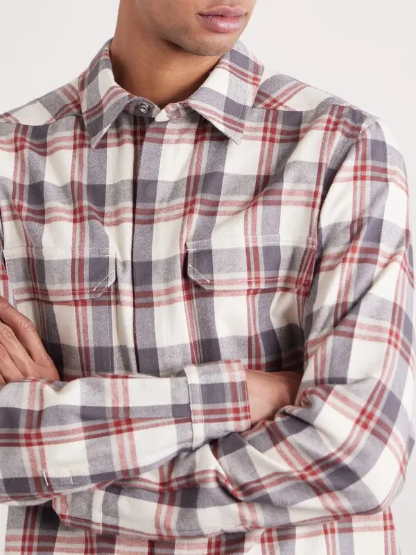 Rick Owens Checked Cotton-flannel Shirt - Red
