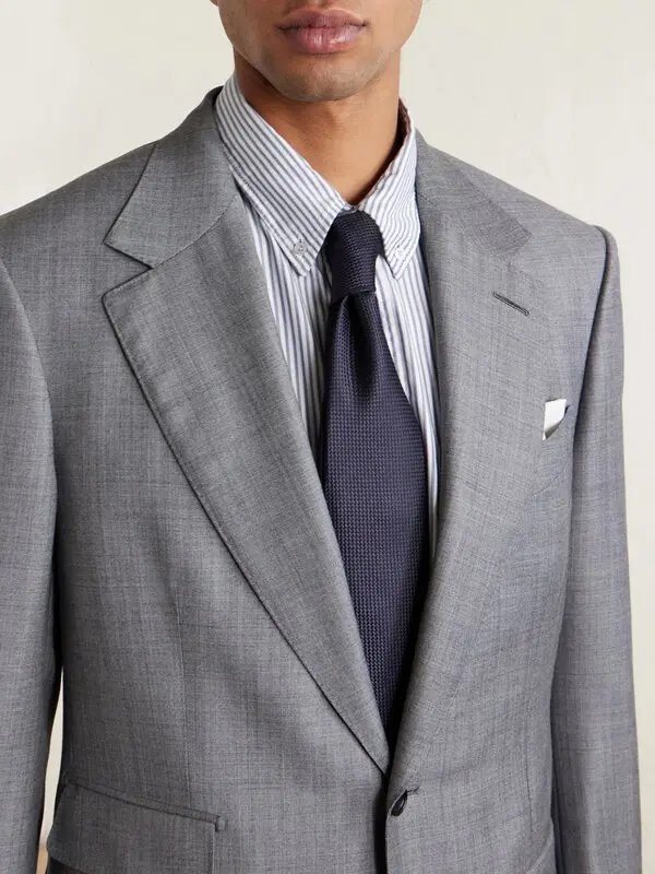 TOM FORD Button-down Collar Striped Cotton And Lyocell-blend Oxford Shirt - Blue