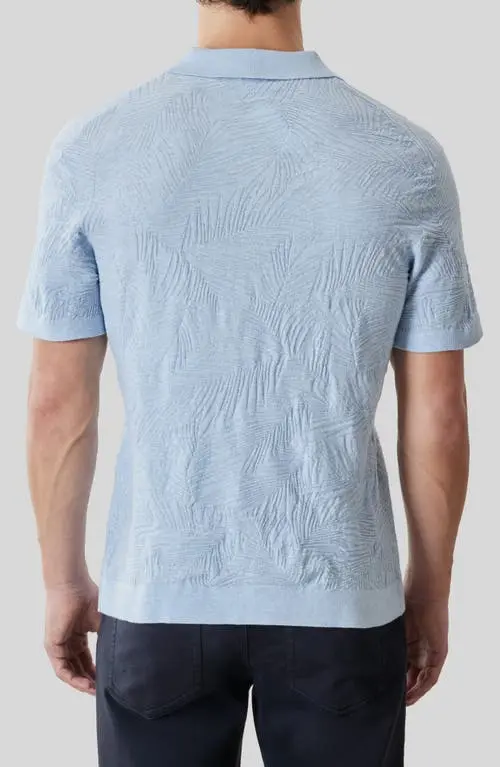 Robert Barakett Jorik Leaf Jacquard Polo Sweater - Powder Blue
