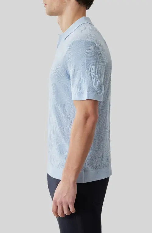 Robert Barakett Jorik Leaf Jacquard Polo Sweater - Powder Blue
