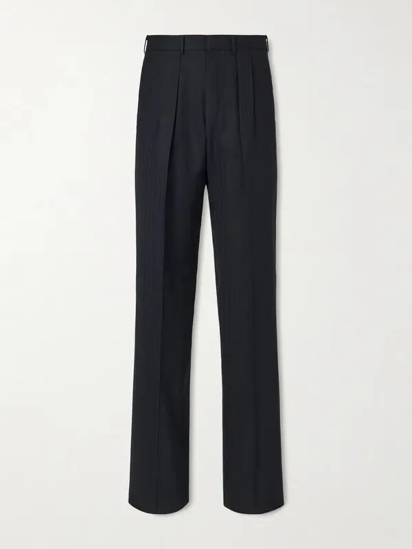 TOM FORD Straight-leg Striped Wool Trousers - Black
