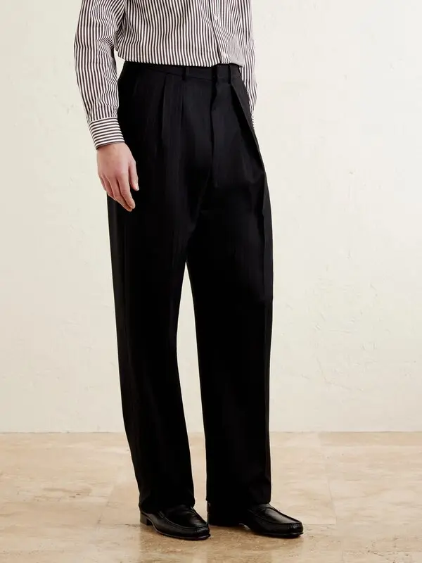 TOM FORD Straight-leg Striped Wool Trousers - Black