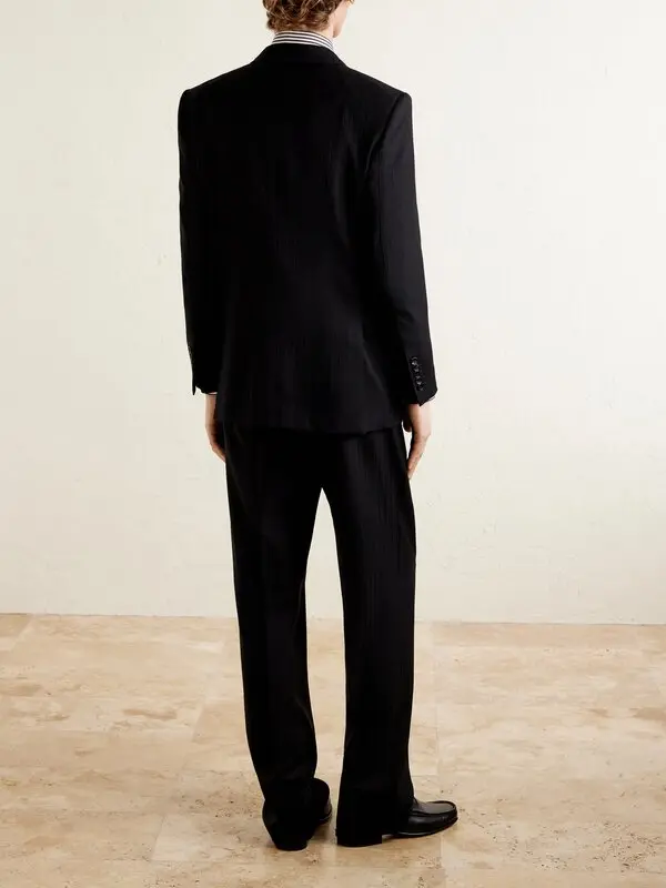 TOM FORD Straight-leg Striped Wool Trousers - Black