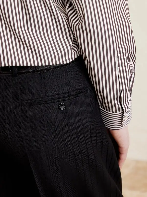 TOM FORD Straight-leg Striped Wool Trousers - Black
