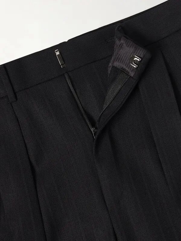 TOM FORD Straight-leg Striped Wool Trousers - Black