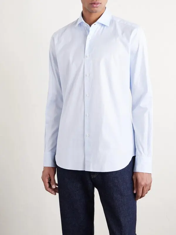 SLOWEAR Slim-fit Cutaway-collar Cotton Oxford Shirt