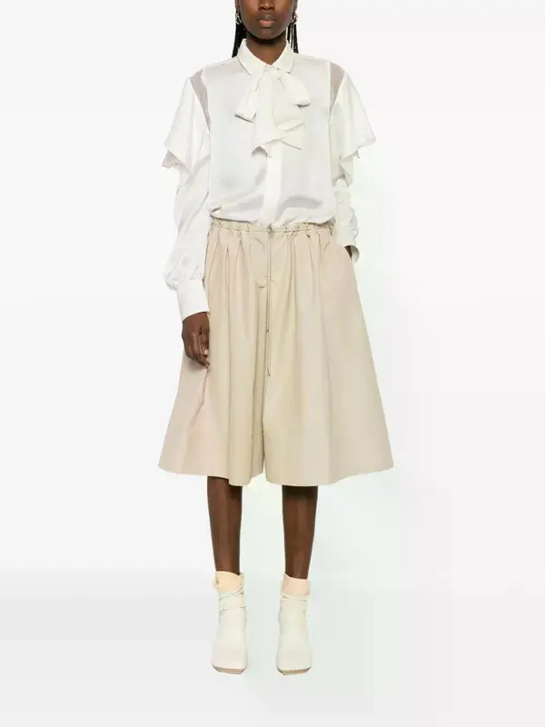 Sacai Pussy-bow Collar Shirt - Neutrals