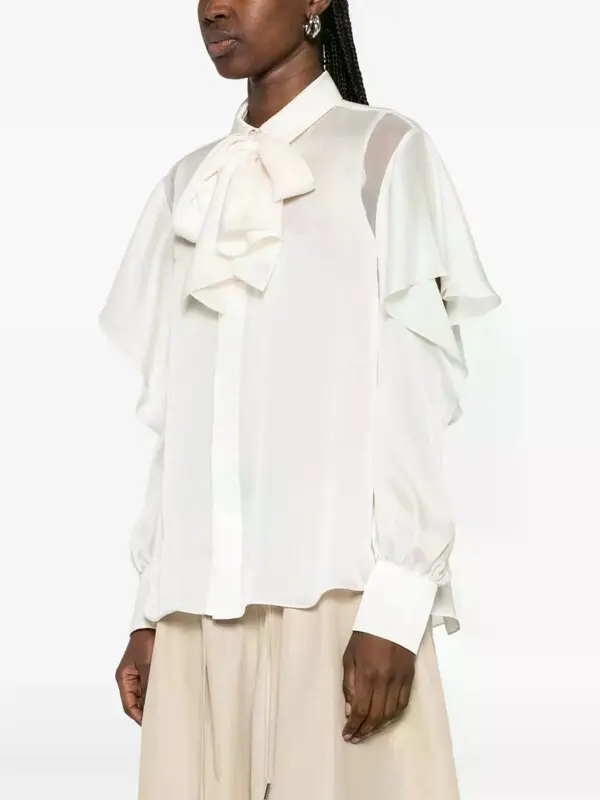 Sacai Pussy-bow Collar Shirt - Neutrals