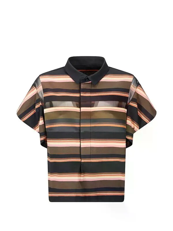 Sacai Horizontal Stripe Polo Shirt - Black