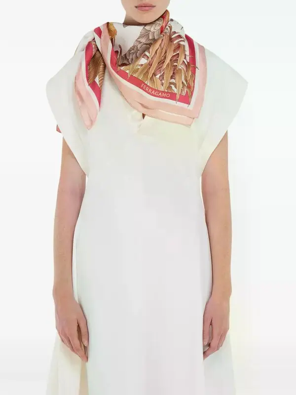 FERRAGAMO India-print Silk Scarf - Neutrals